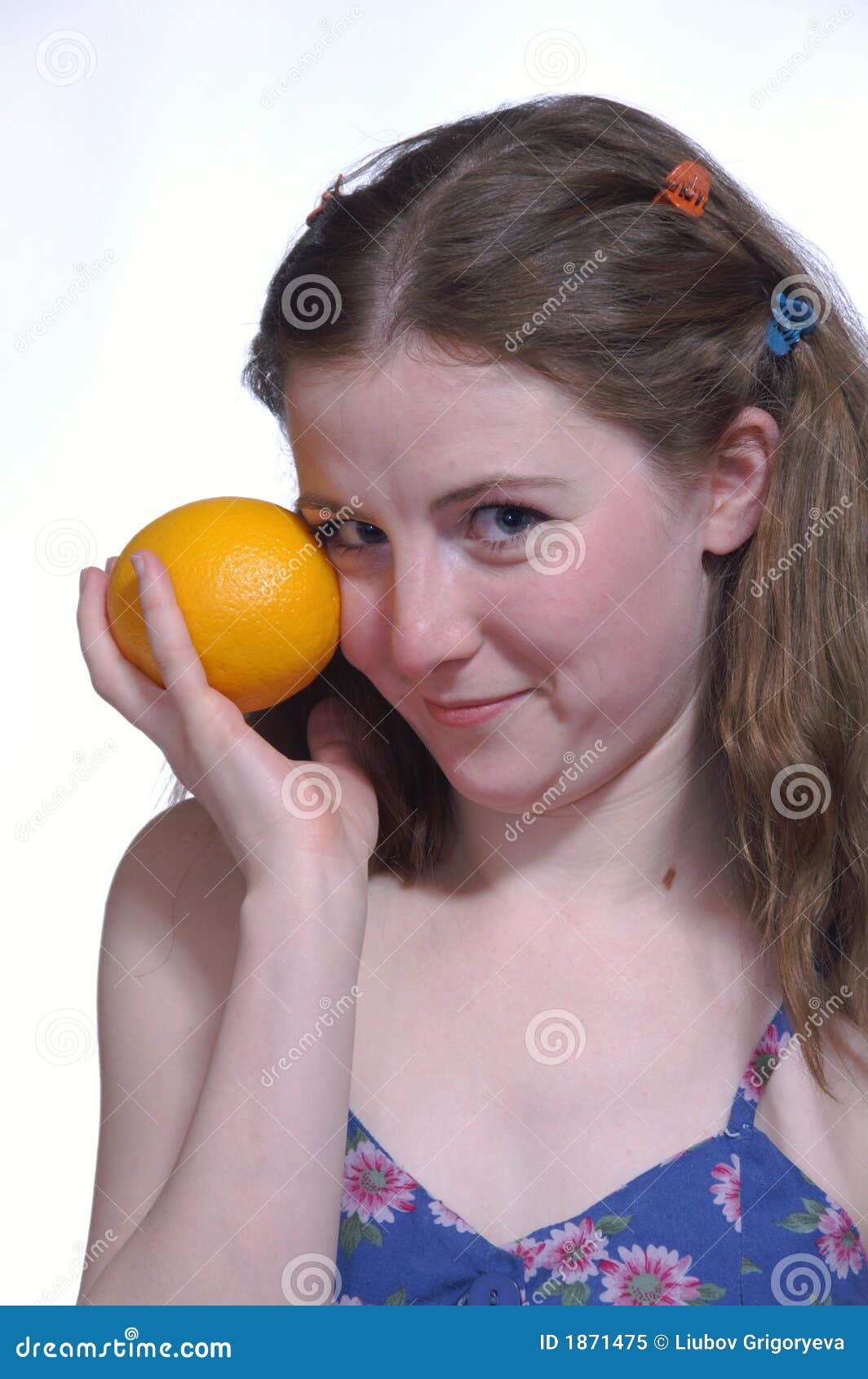 The girl with a orange stock image. Image of beauty, looks - 1871475