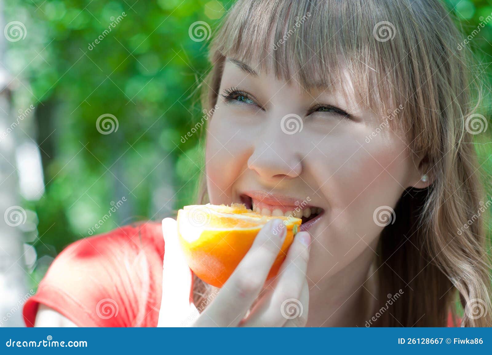 The girl with orange stock image. Image of close, orange - 26128667