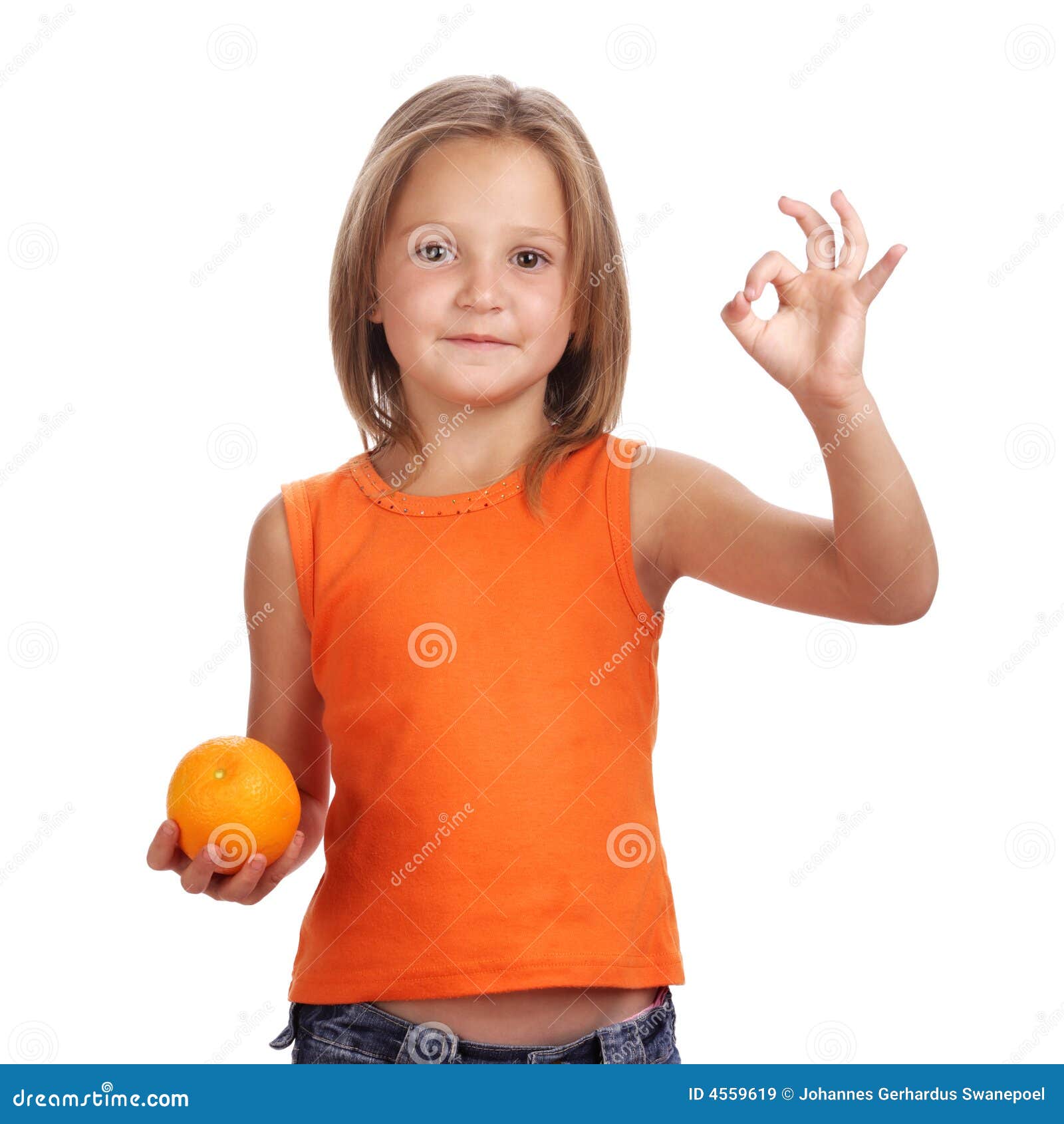 Girl with orange stock image. Image of adorable, fruit - 4559619