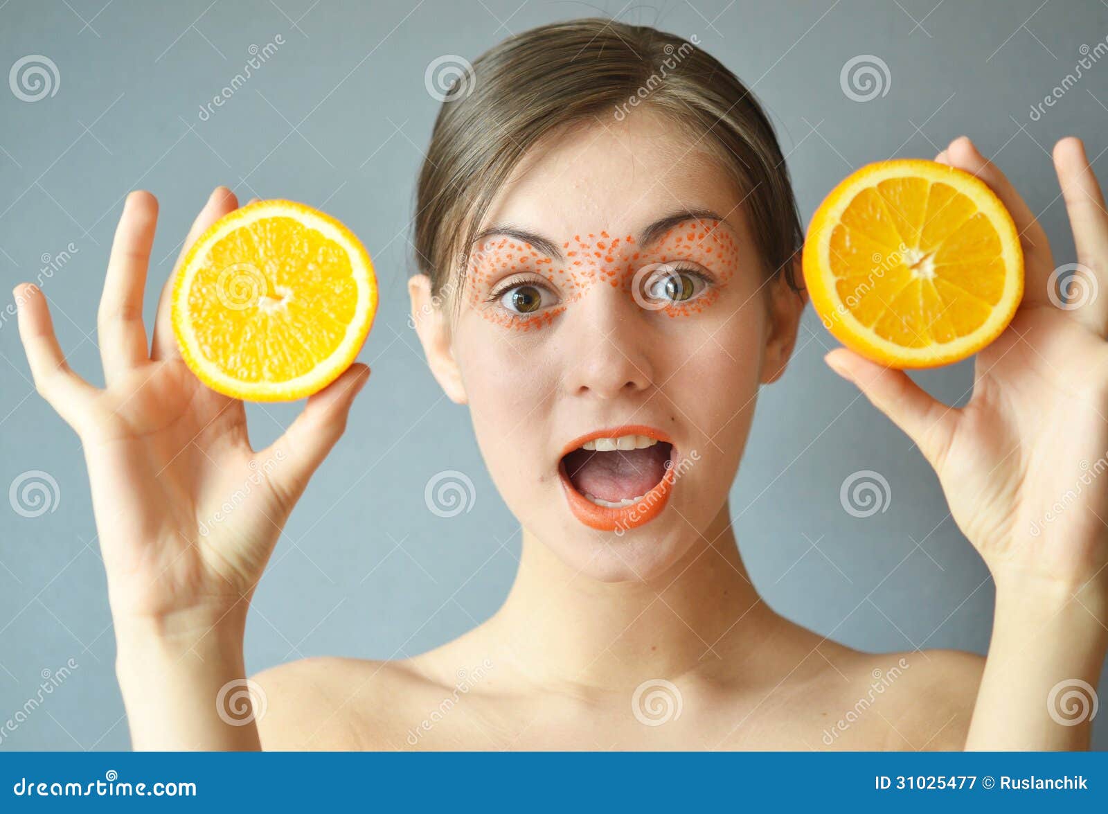 Girl with orange stock image. Image of colorful, makeup - 31025477