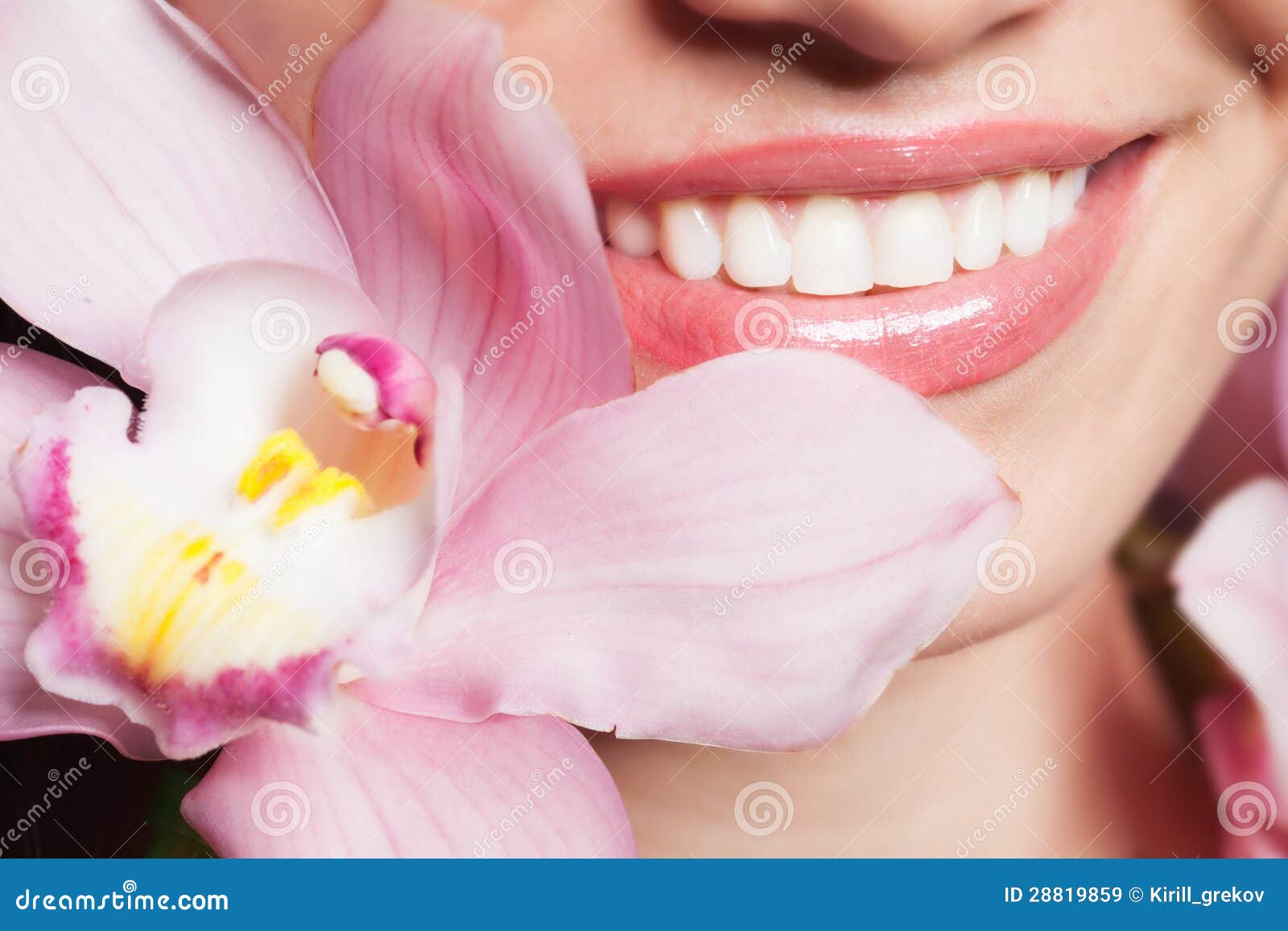 Girl with orchid flowers stock image. Image of female - 28819859