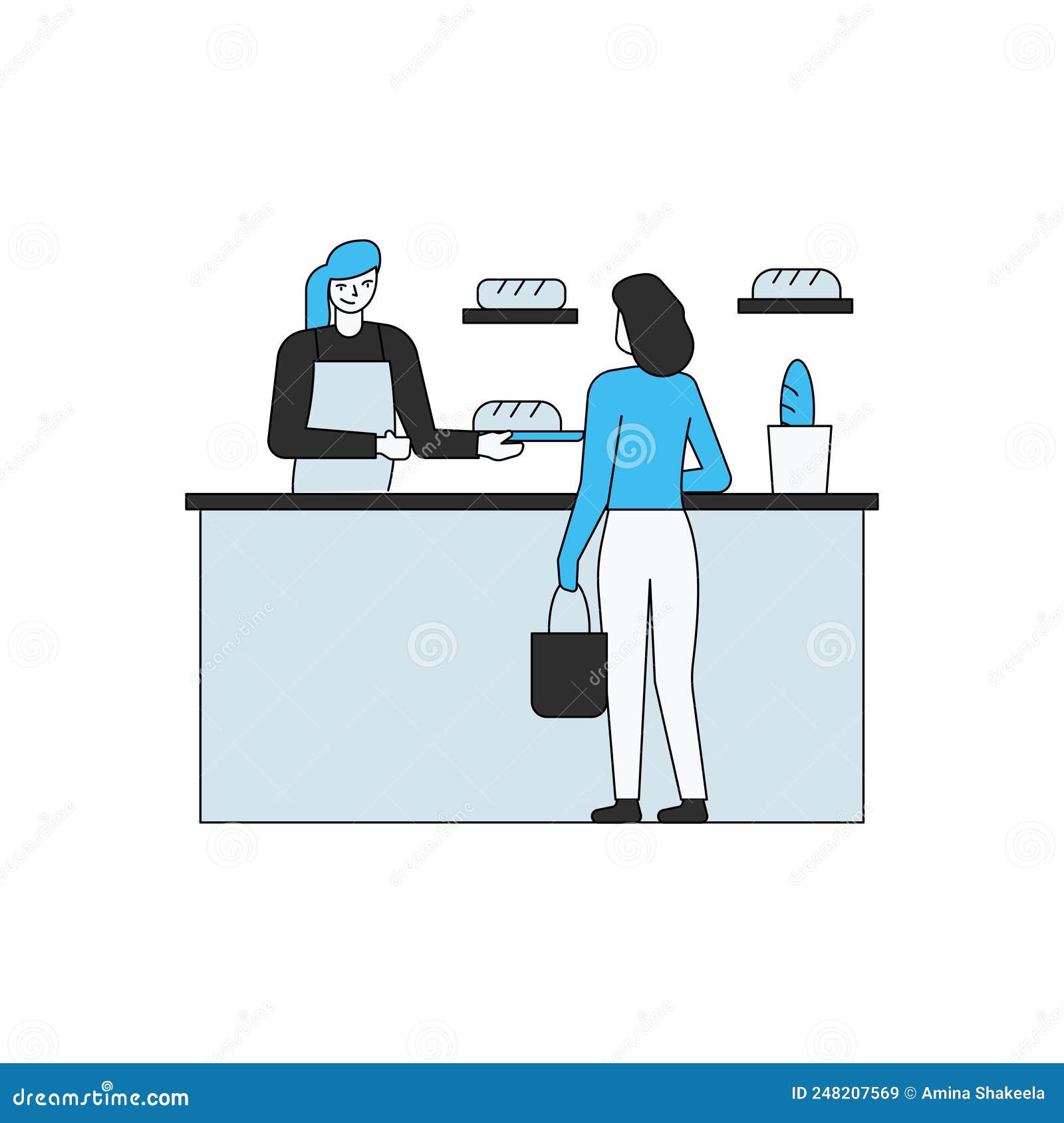 The Girl is Ordering a Girl in a Bakery Shop Stock Vector ...