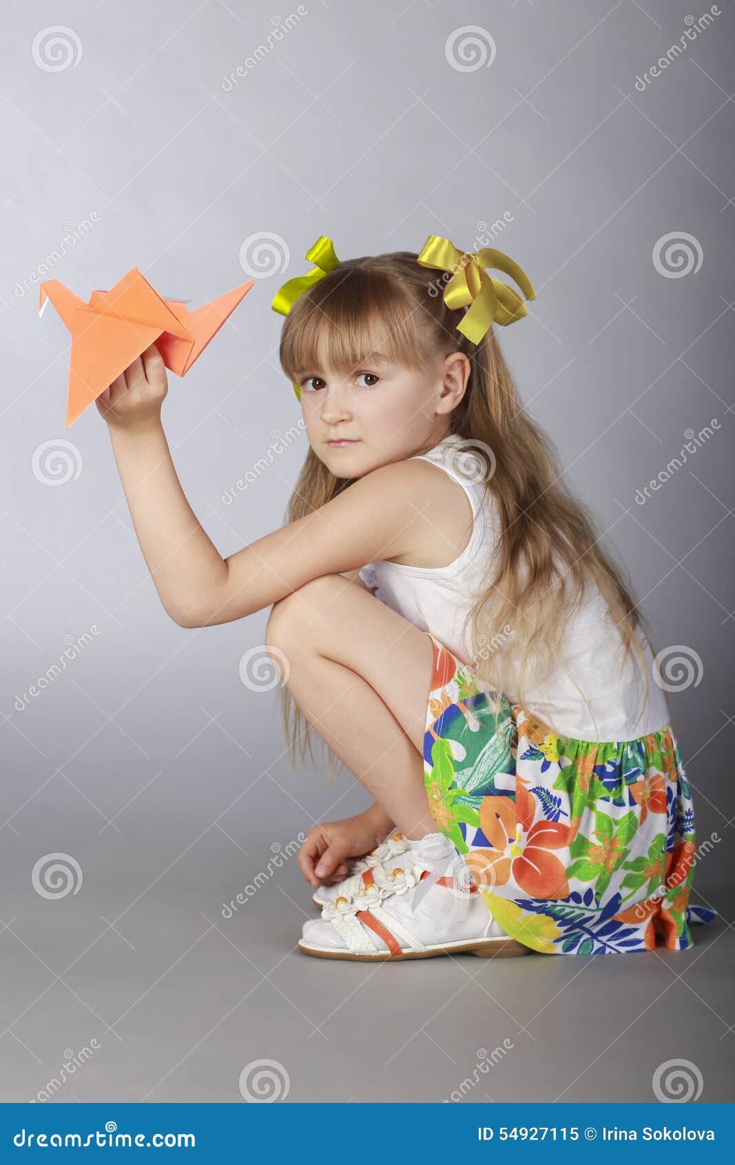 The girl with origami stock image. Image of studio, fair - 54927115