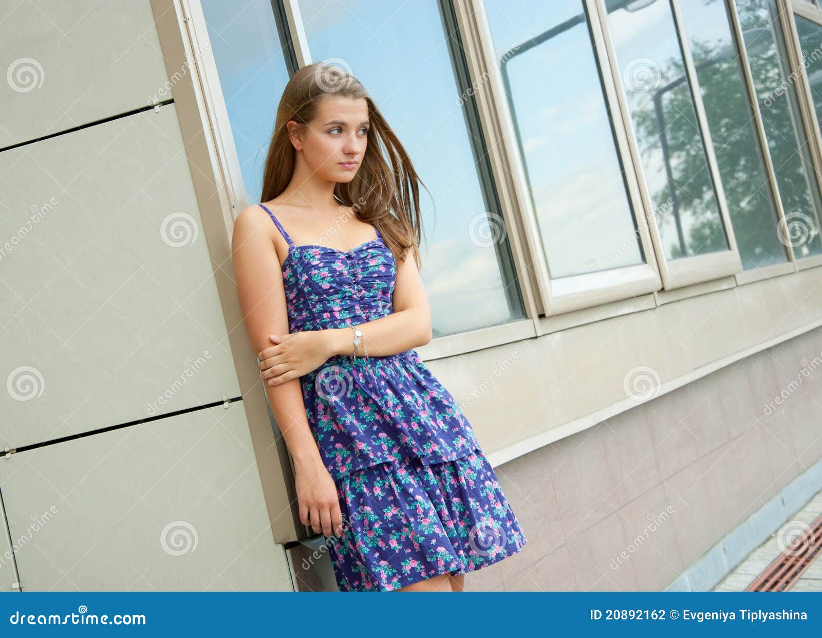 Girl outside the building stock photo. Image of building - 20892162