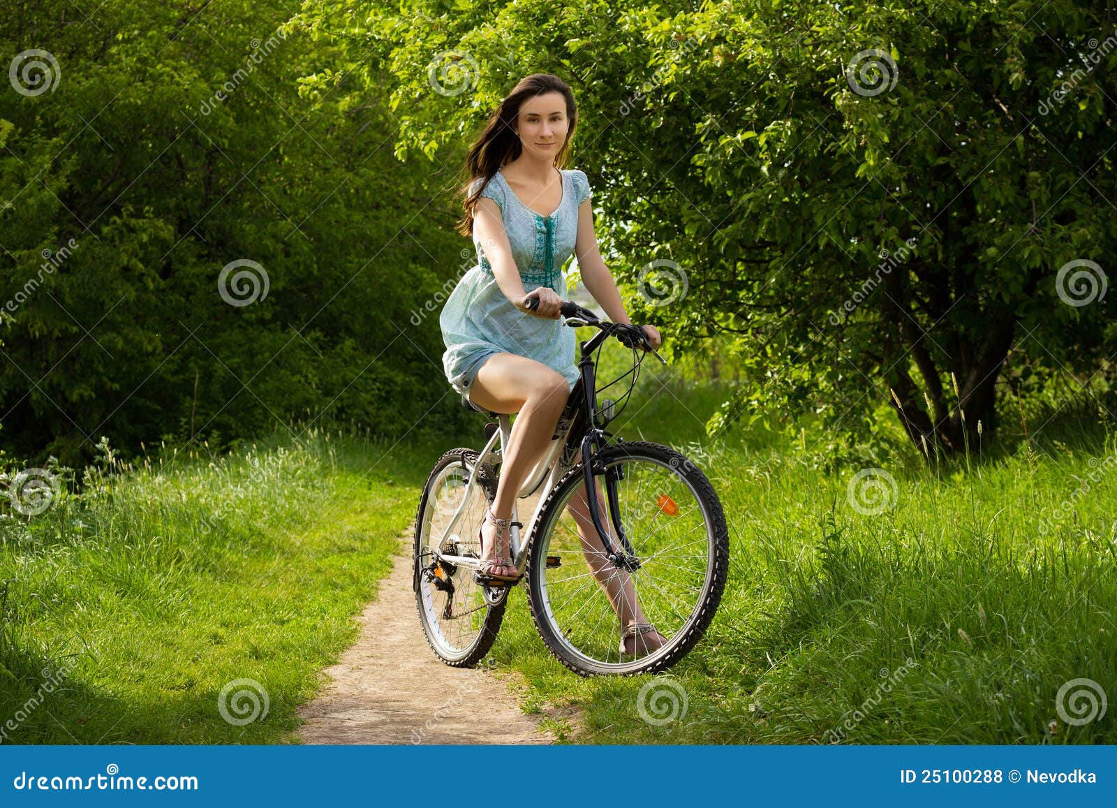Girl over a bicycle stock photo. Image of enjoy, female - 25100288