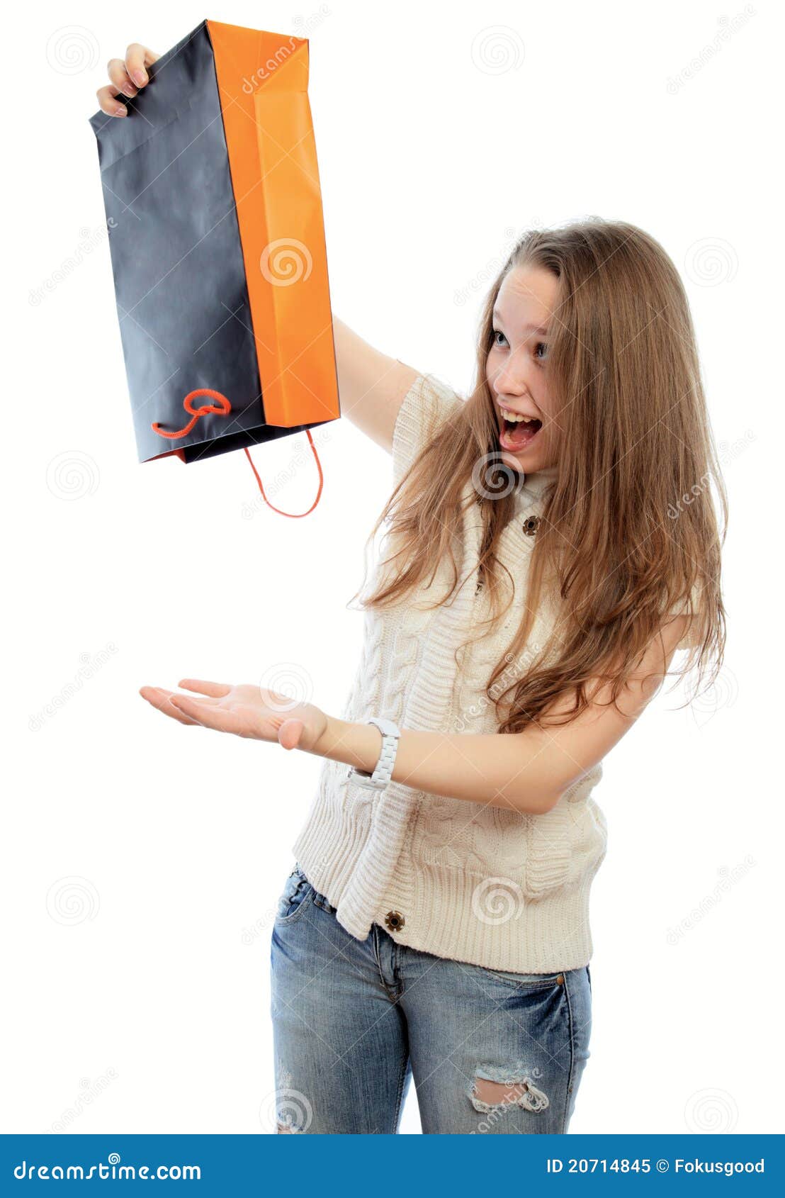 Girl and a package of stock image. Image of pastime, store - 20714845