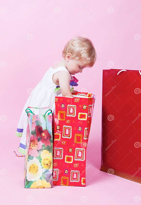 Girl with packages stock image. Image of people, happiness - 25251635