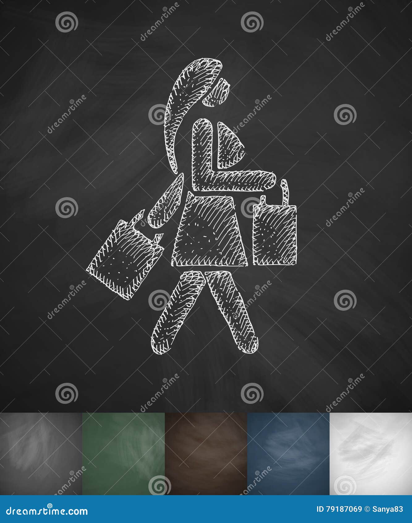 Girl with Packages Icon. Hand Drawn Vector Illustration Stock Vector ...