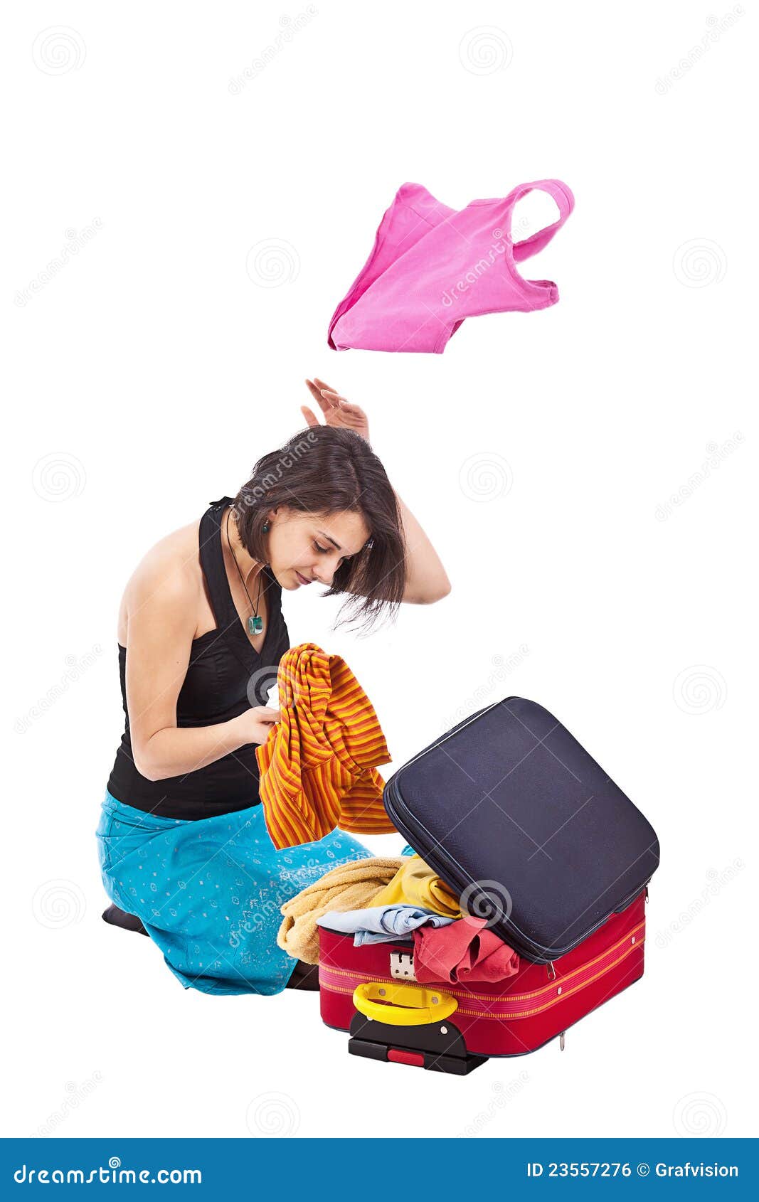 Girl packing stock photo. Image of suitcase, hair, person - 23557276