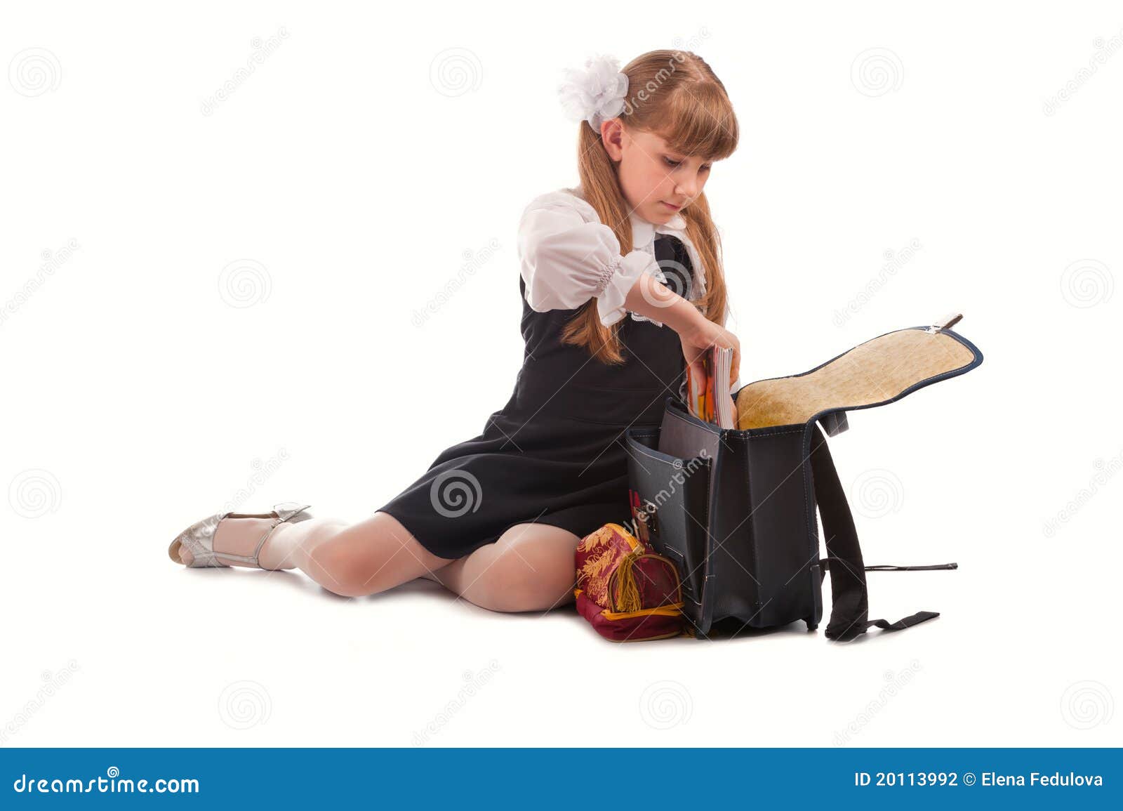 Girl packing school bag stock photo. Image of girl, adorable - 20113992
