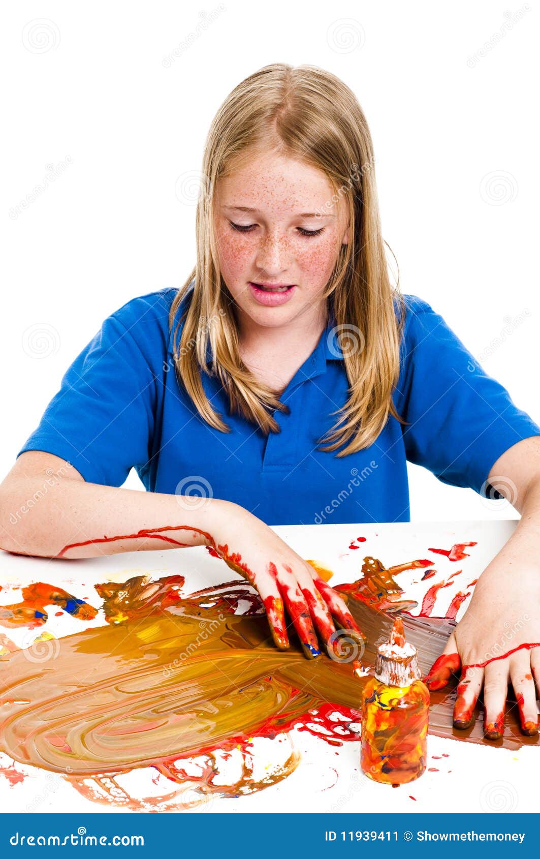 Girl and paint stock image. Image of brown, artist, artistic - 11939411