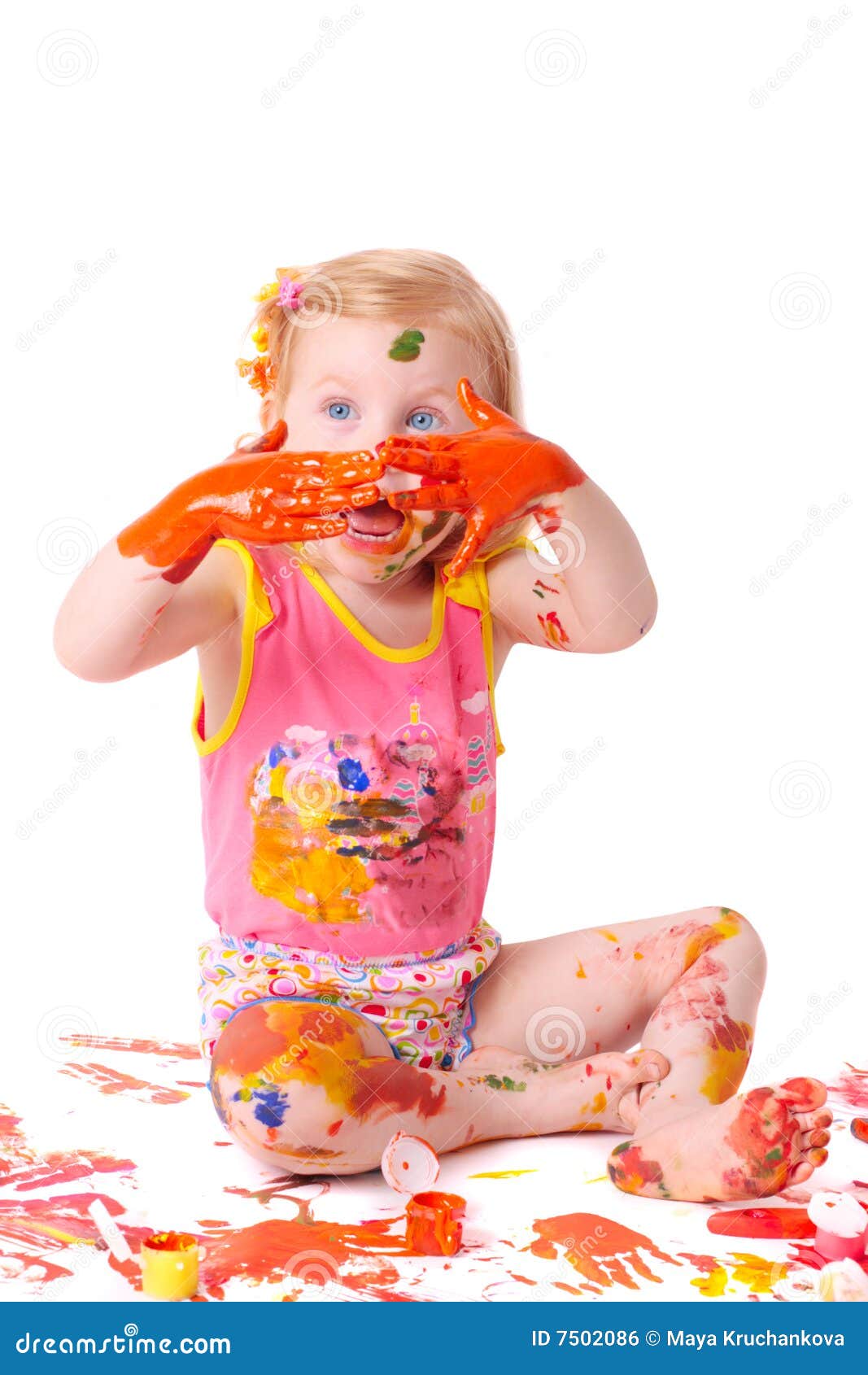 Girl in paint stock photo. Image of beautiful, chaos, white - 7502086