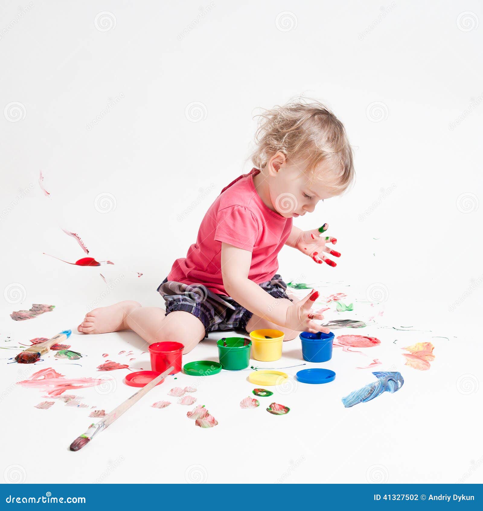 Girl with paint stock photo. Image of small, painted - 41327502