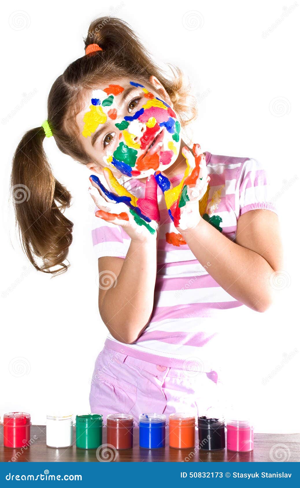 Girl in paint stock image. Image of beautiful, creative - 50832173
