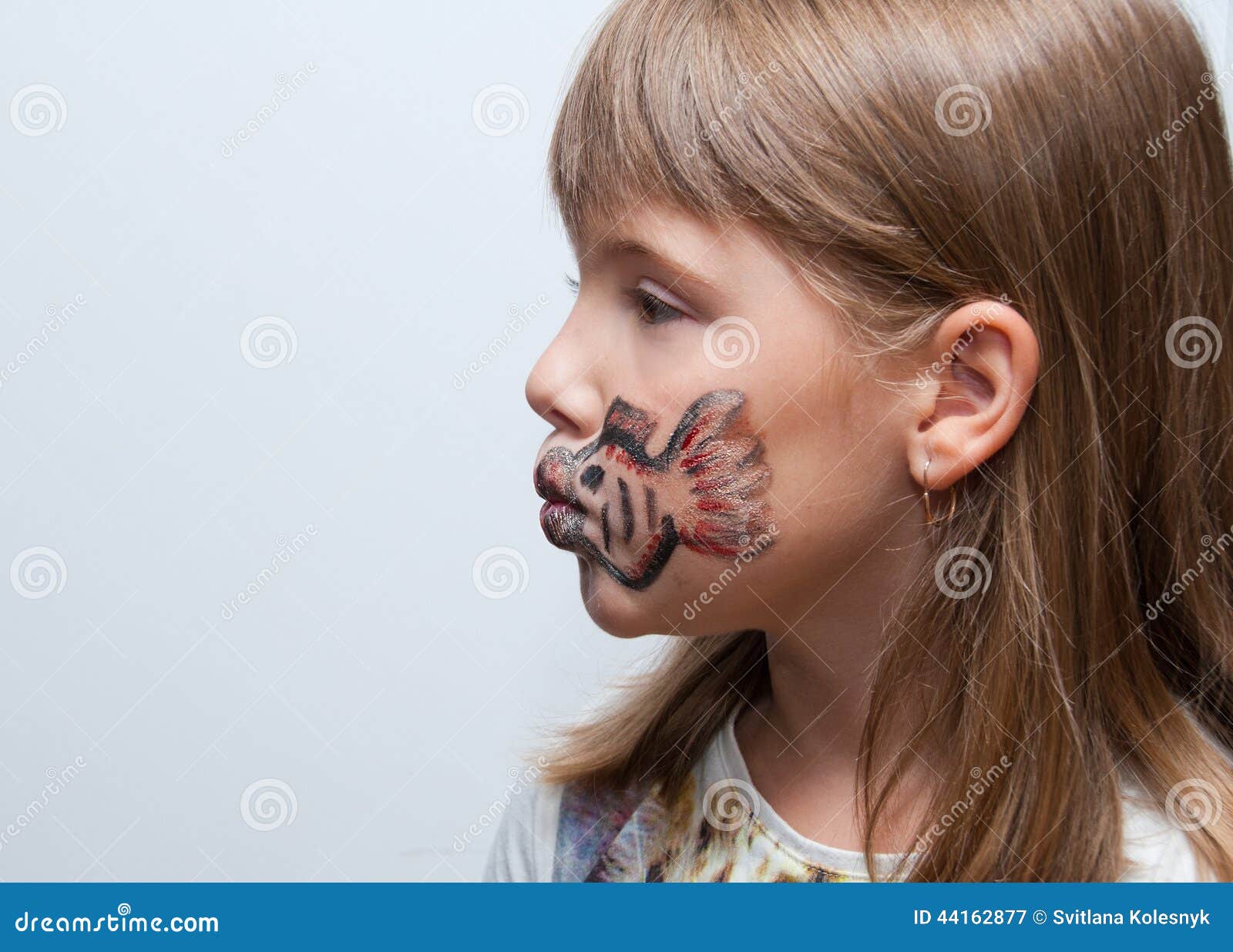 Girl with Painted Face Side View Stock Image - Image of young, painted ...