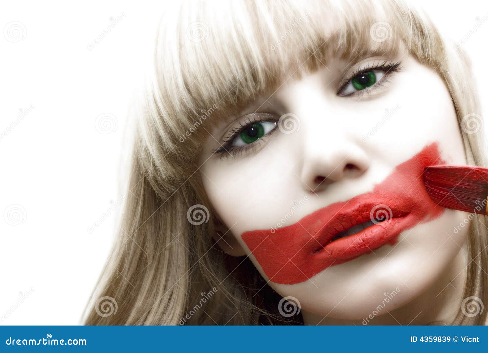 Girl with painted red lips stock image. Image of stares - 4359839