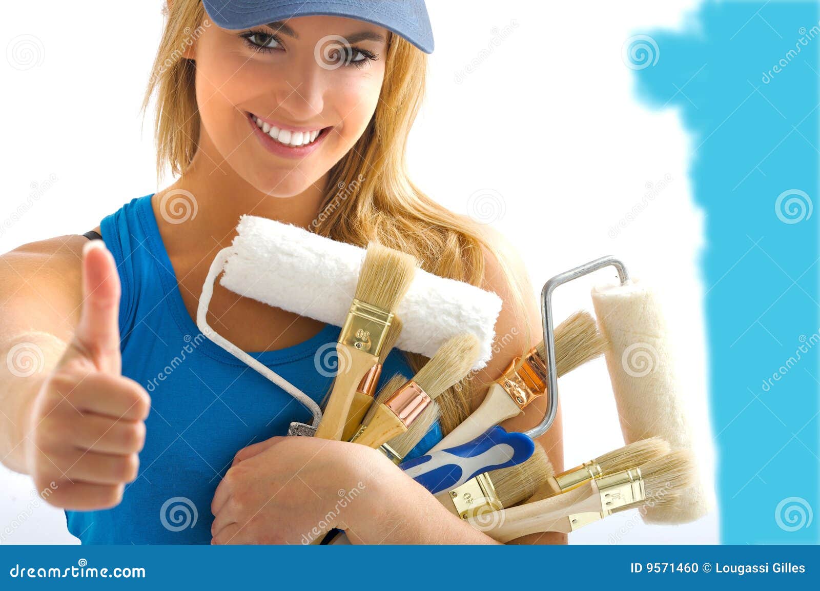 Girl and painting tools stock photo. Image of handicraft - 9571460