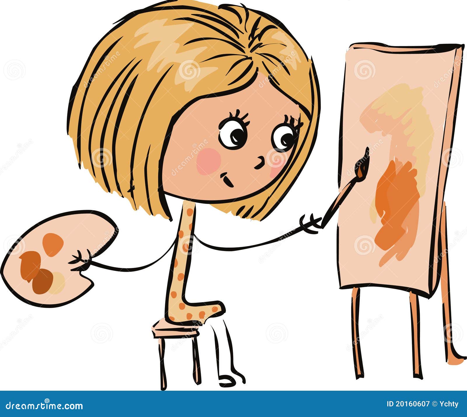 Girl painting in vector stock vector. Illustration of childish - 20160607