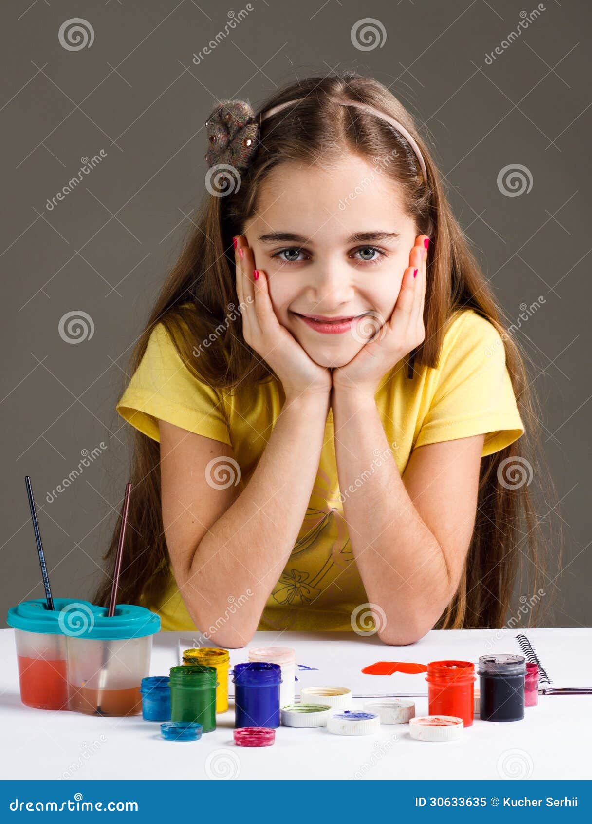 Girl Paints a Colorful Paint Stock Image - Image of learning ...