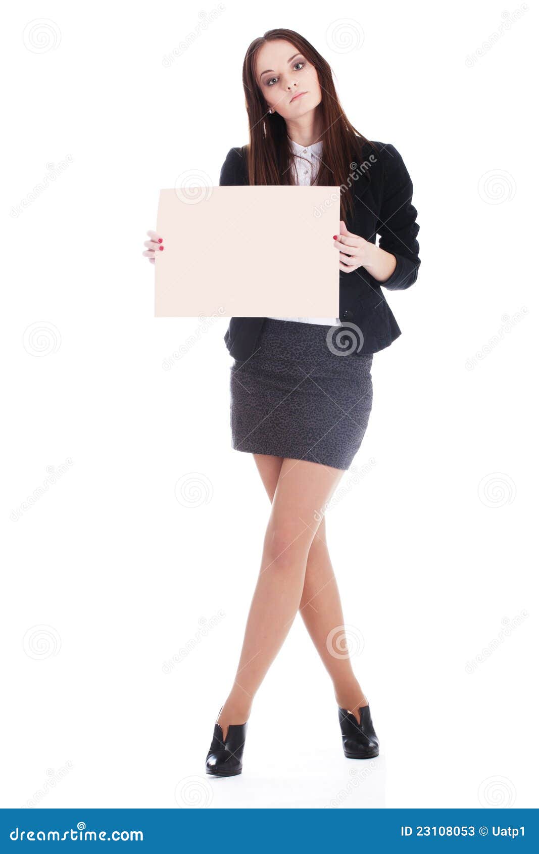 Girl with a paper stock image. Image of blouse, people - 23108053