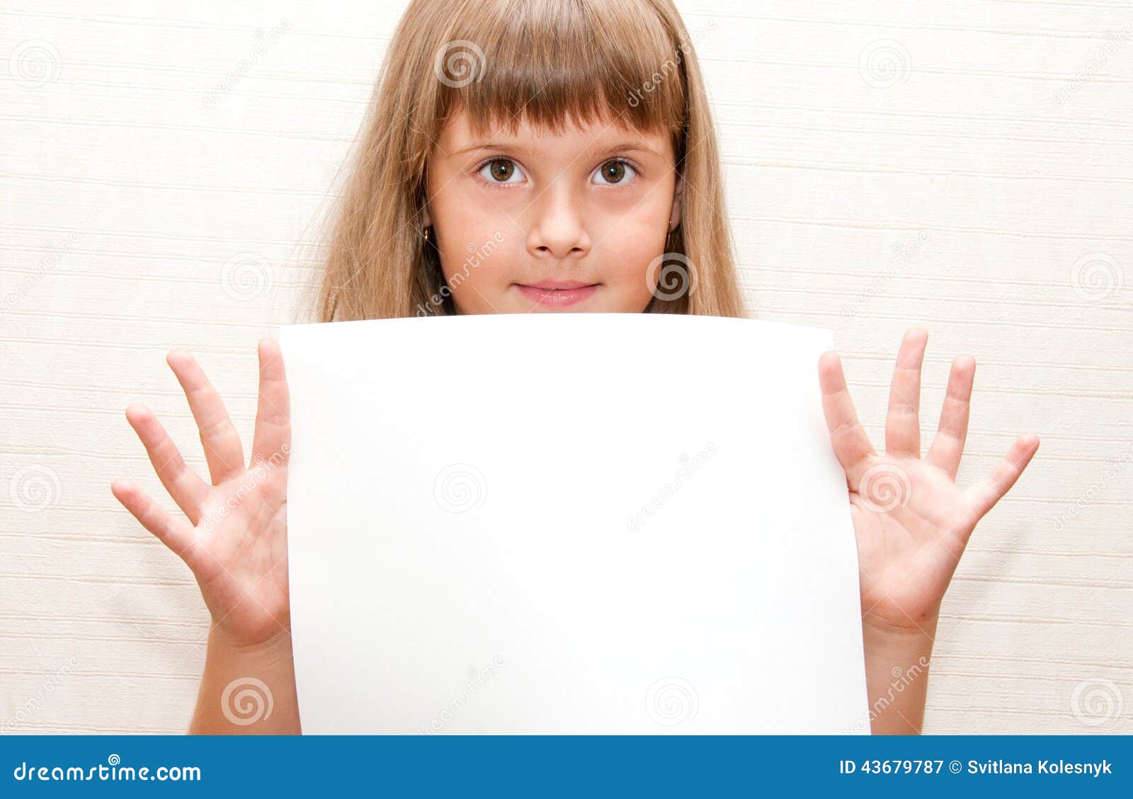 Girl with paper A4 stock image. Image of isolated, greeting - 43679787
