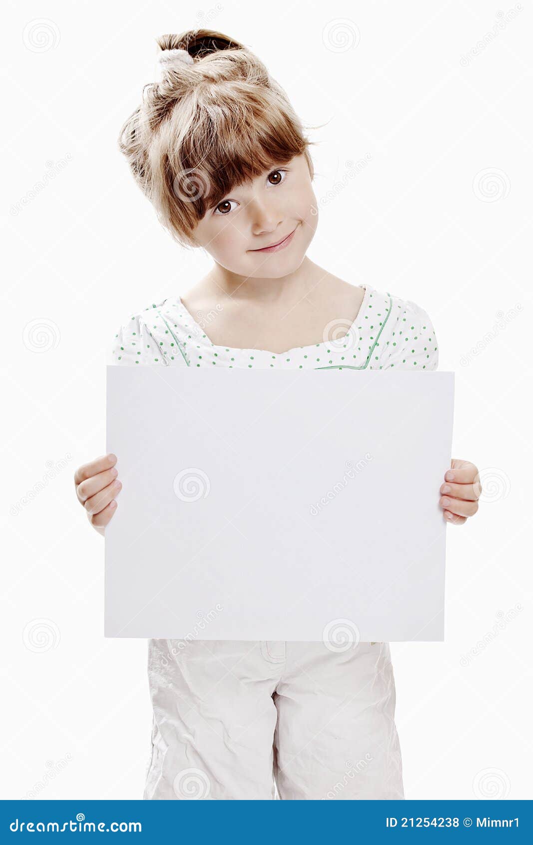 Girl with paper sheet stock photo. Image of empty, girl - 21254238