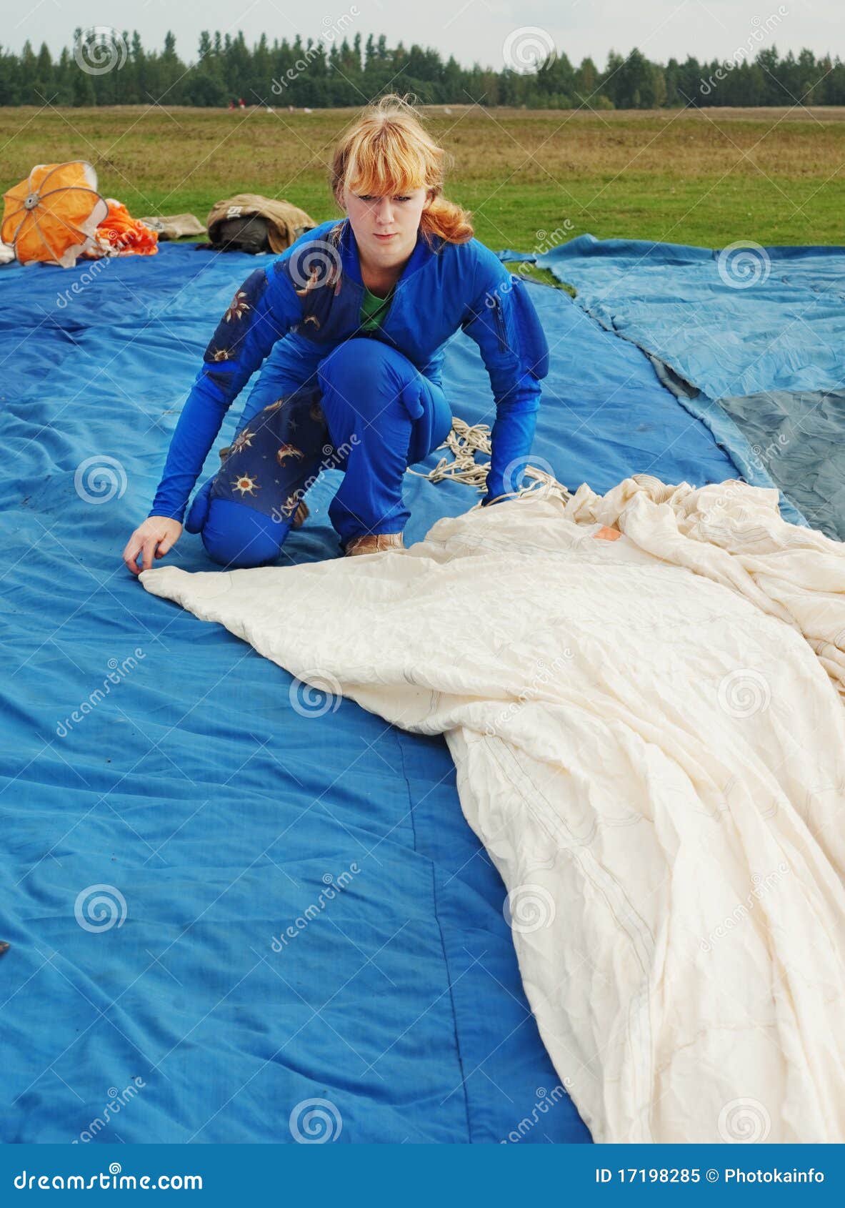 The Girl-parachutist Portrait Stock Image - Image of airdrome, overalls ...