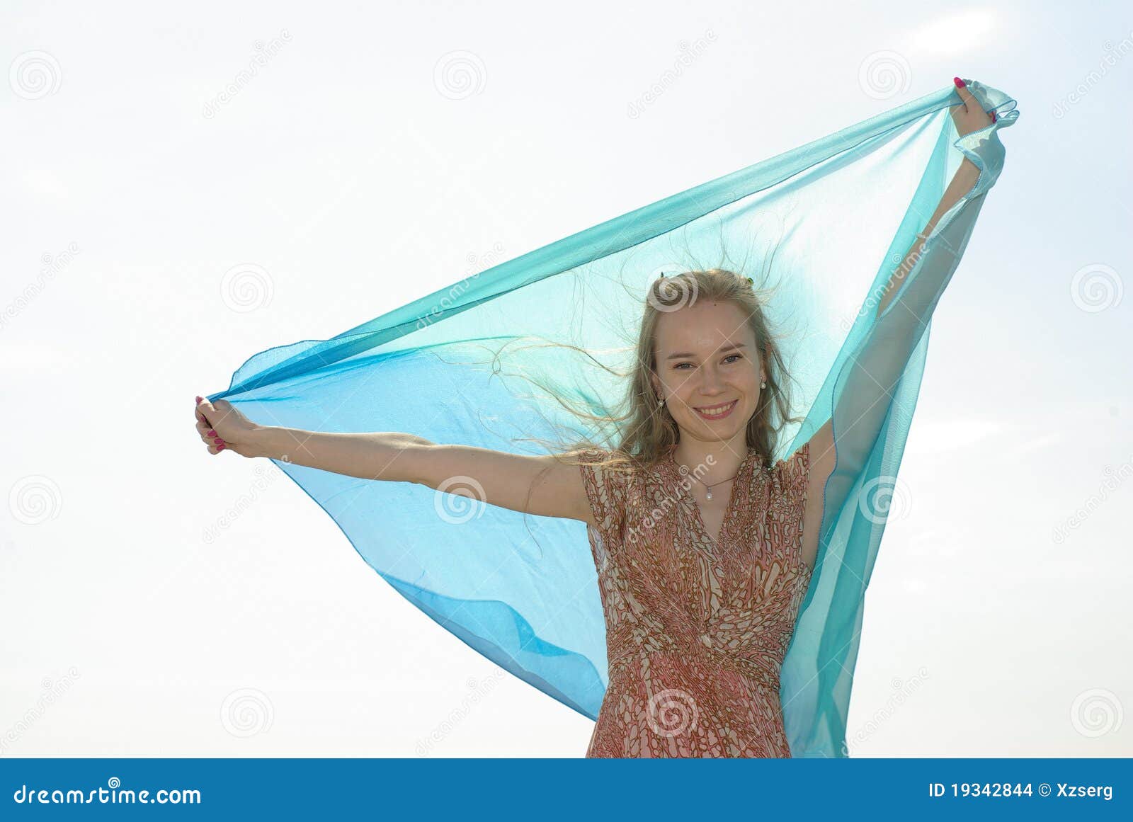 Girl with pareo stock photo. Image of loose, hair, beauty - 19342844
