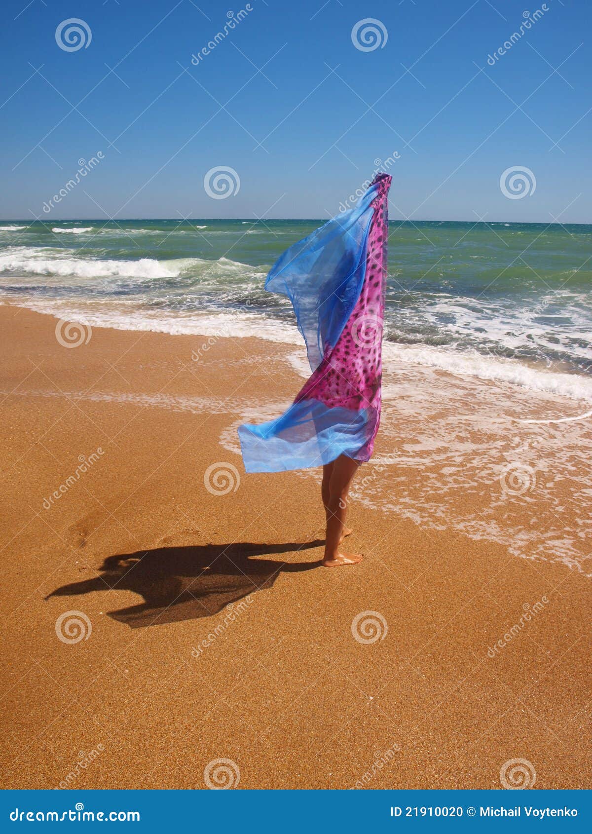 Girl with Pareo Standing on a Sunny Beach Stock Photo - Image of woman ...