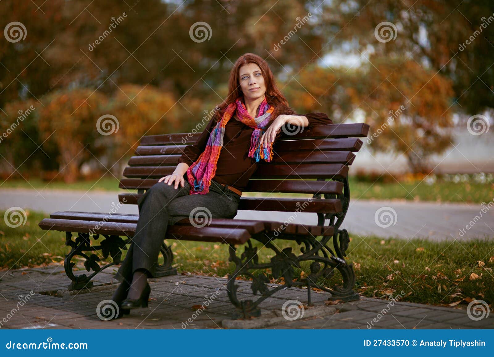 Girl on a park bench stock photo. Image of woman, person - 27433570