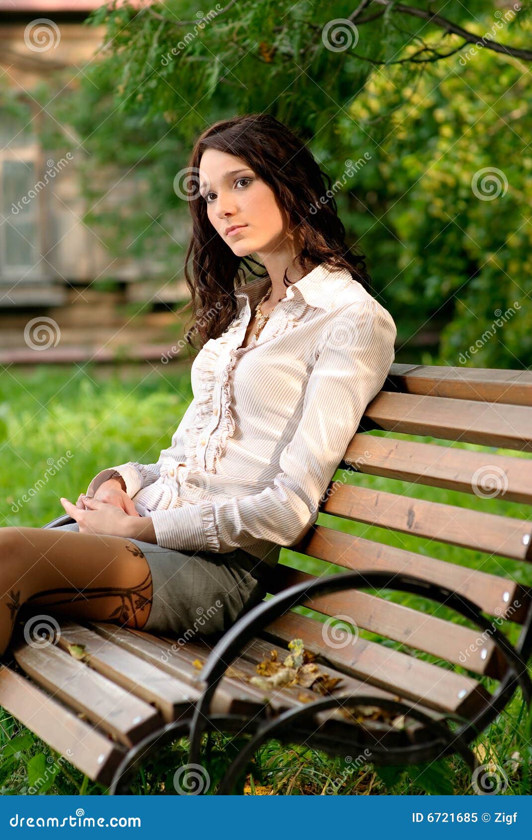 Girl on park bench stock image. Image of human, relaxation - 6721685