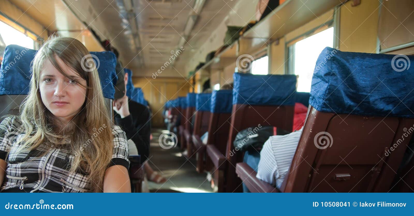 Girl Passanger Sitting Inside Train Stock Image - Image of tourism ...