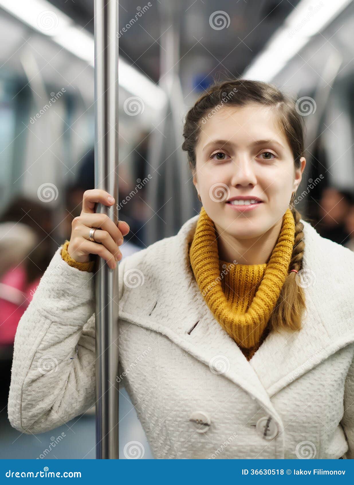 Girl Passanger Standing in Metro Stock Photo - Image of public ...
