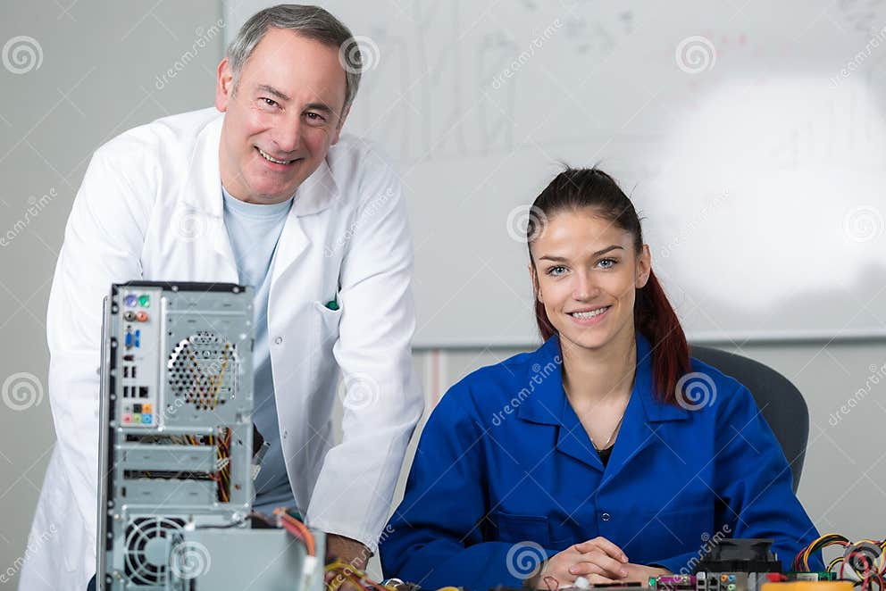 Girl Passed Exam for Fixing Computer Stock Photo - Image of studio ...