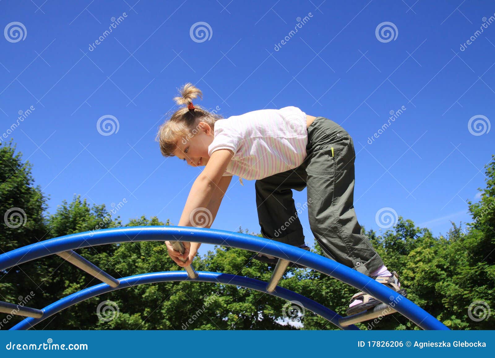 The Girl Passes through the Ladder Stock Photo - Image of recreation ...