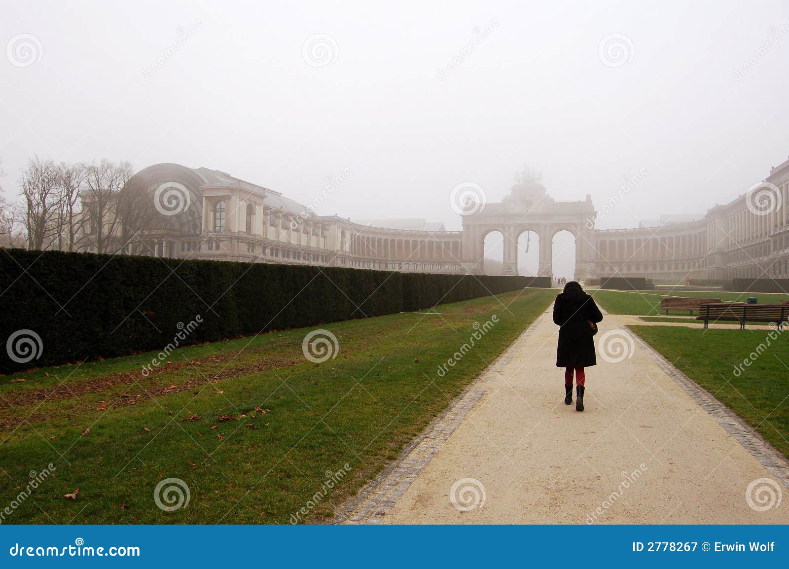 Girl on path in Brussels stock image. Image of clouds - 2778267