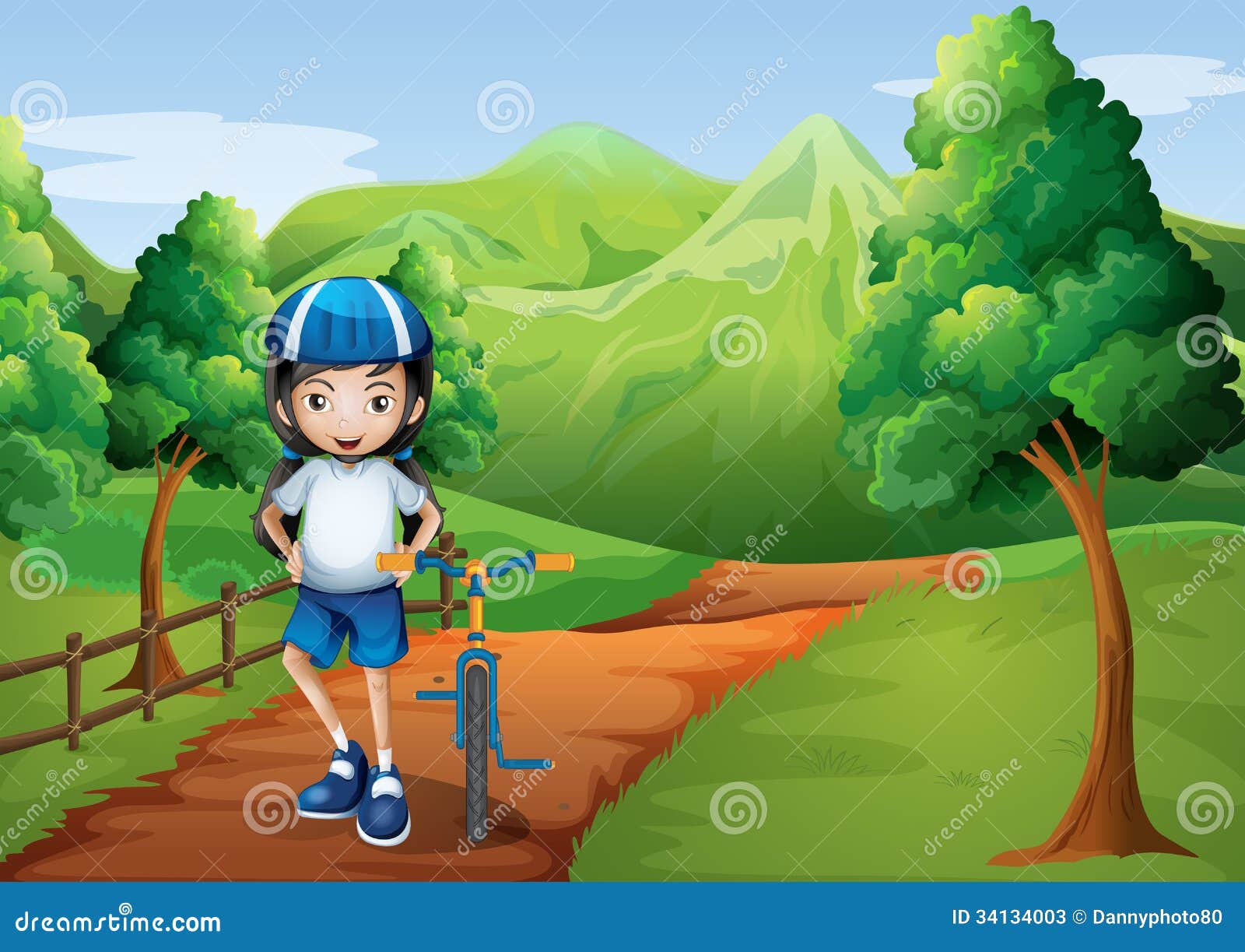 A Pathway Going Through Lush Green Outfield With Trees And Hills ...