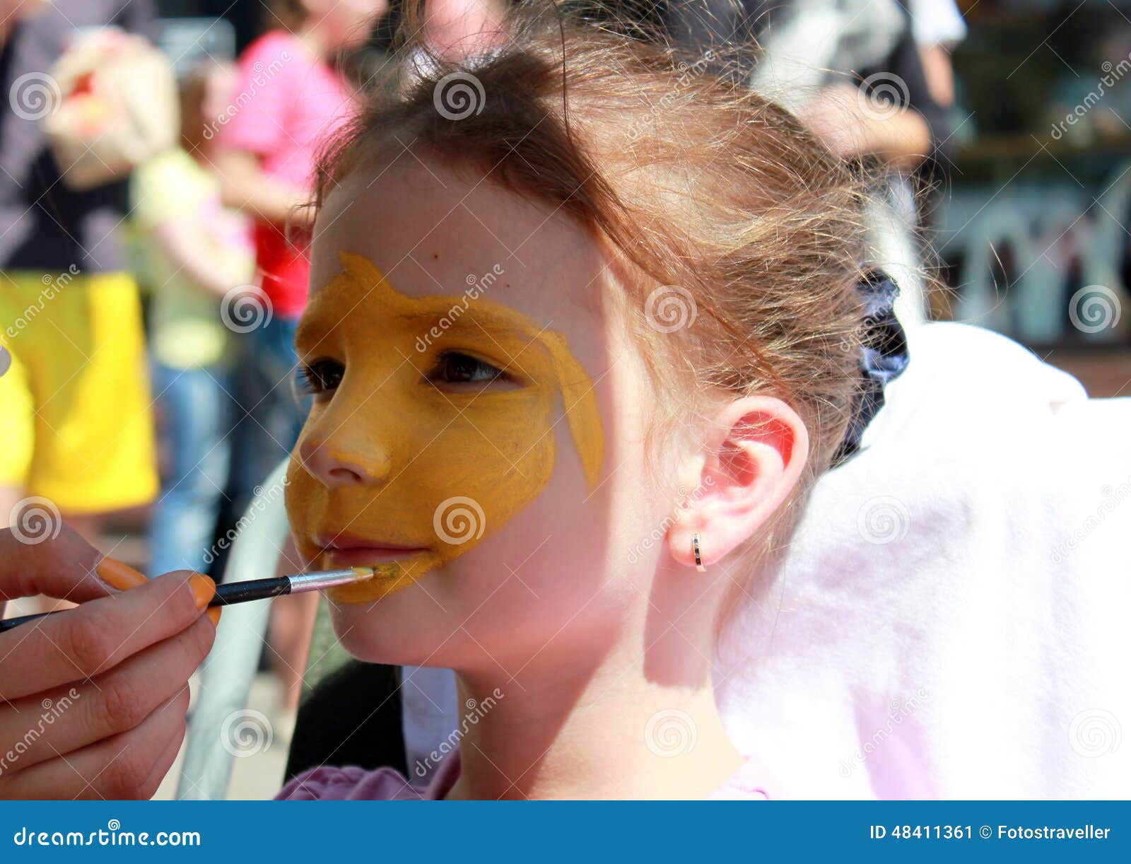 Girl with a Pattern on the Face Stock Image - Image of sitting, summer ...