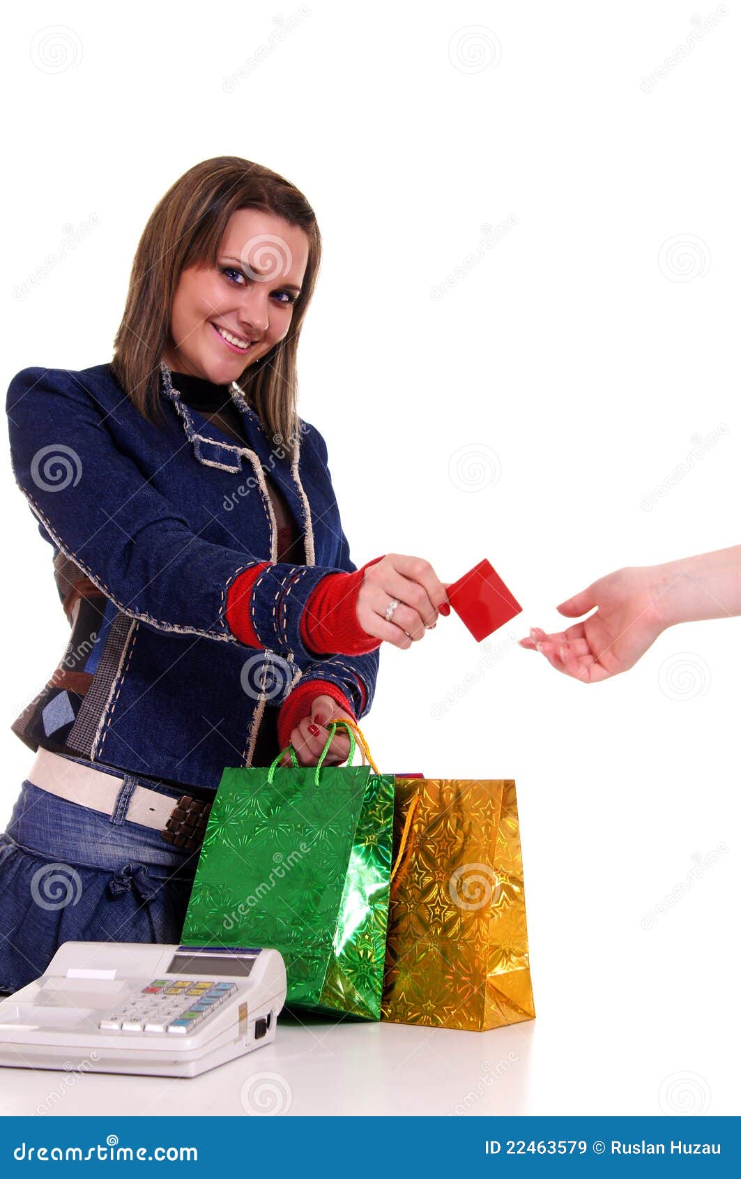 Girl paying by card stock image. Image of people, pretty - 22463579