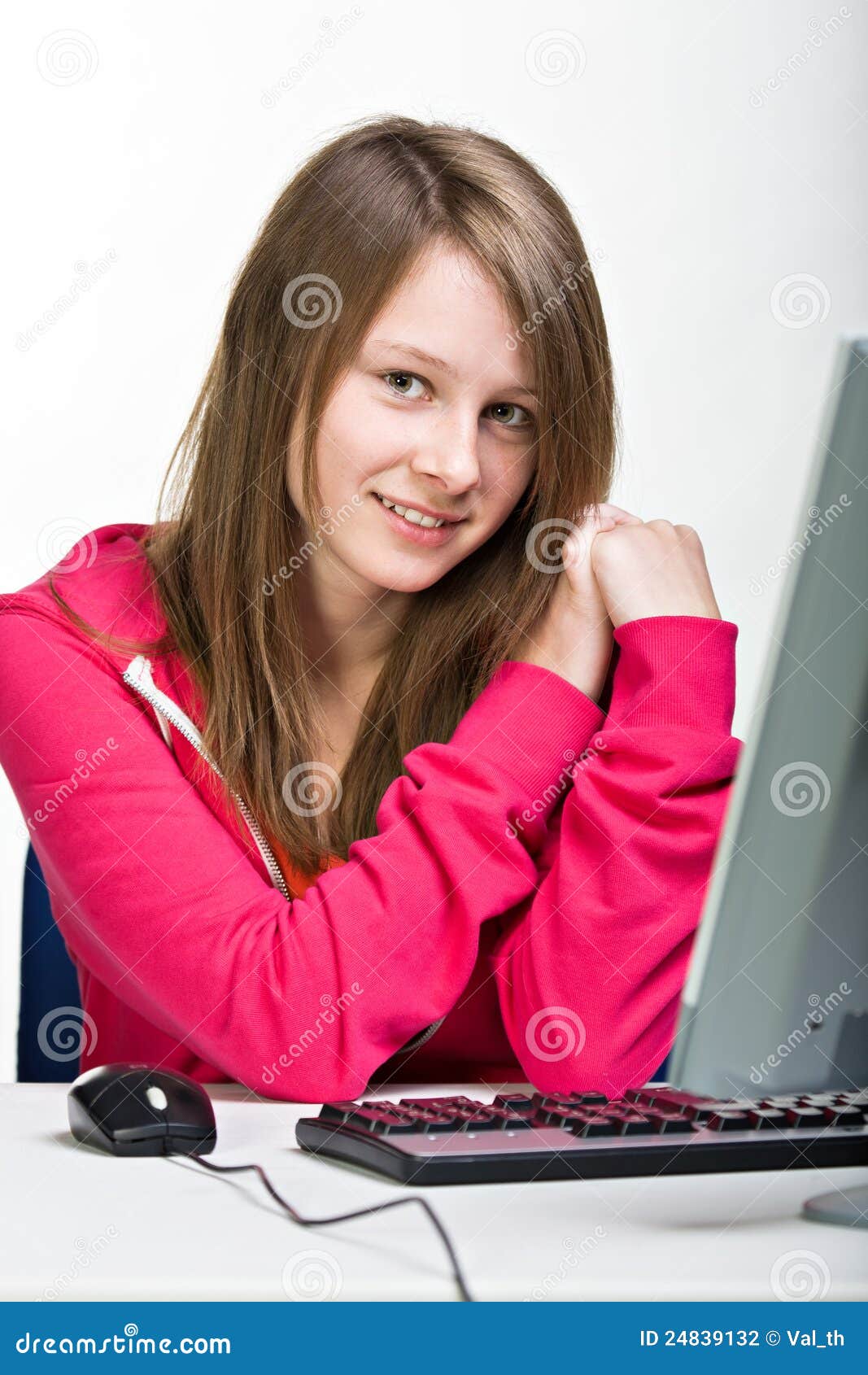 Girl with pc stock photo. Image of internet, emotion - 24839132