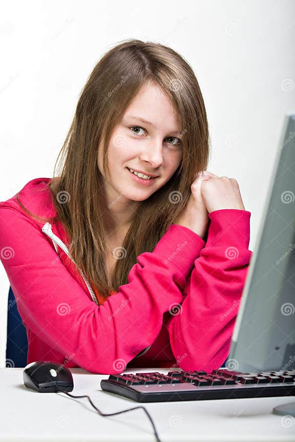 Girl with pc stock photo. Image of internet, emotion - 24839132