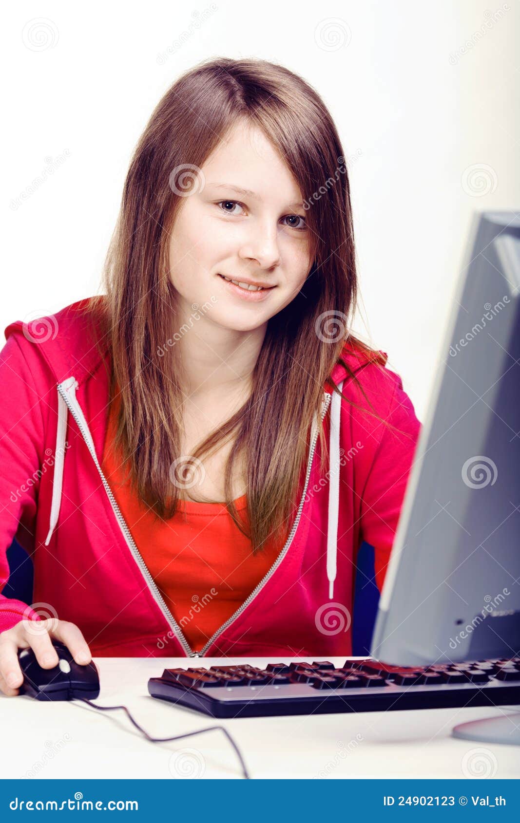 Girl with pc stock image. Image of internet, emotion - 24902123