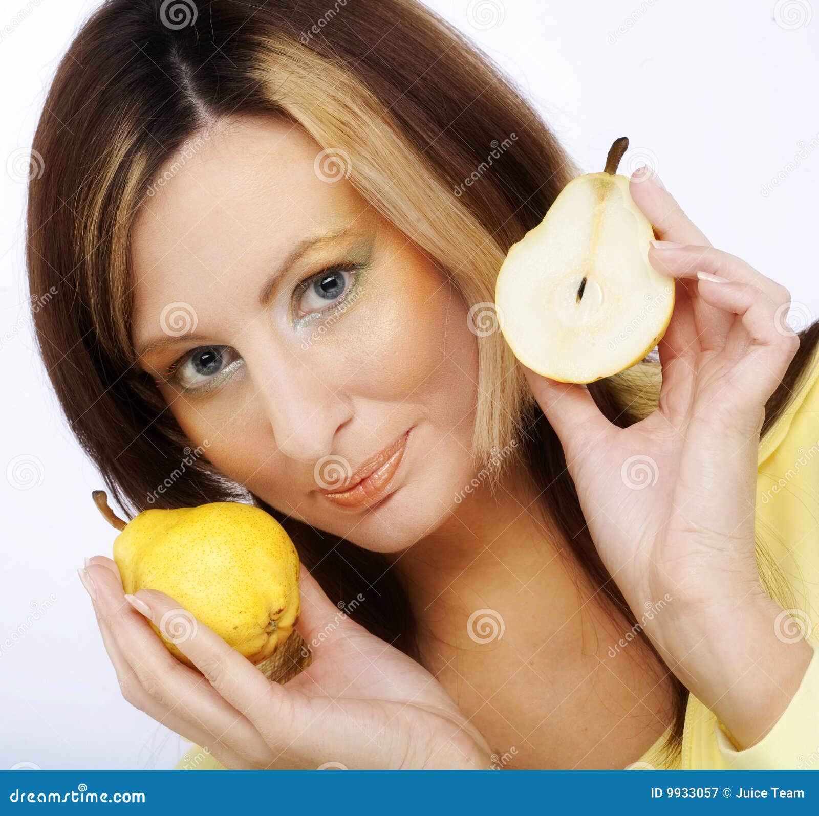 Girl with Pear stock image. Image of female, fruit, nature - 9933057