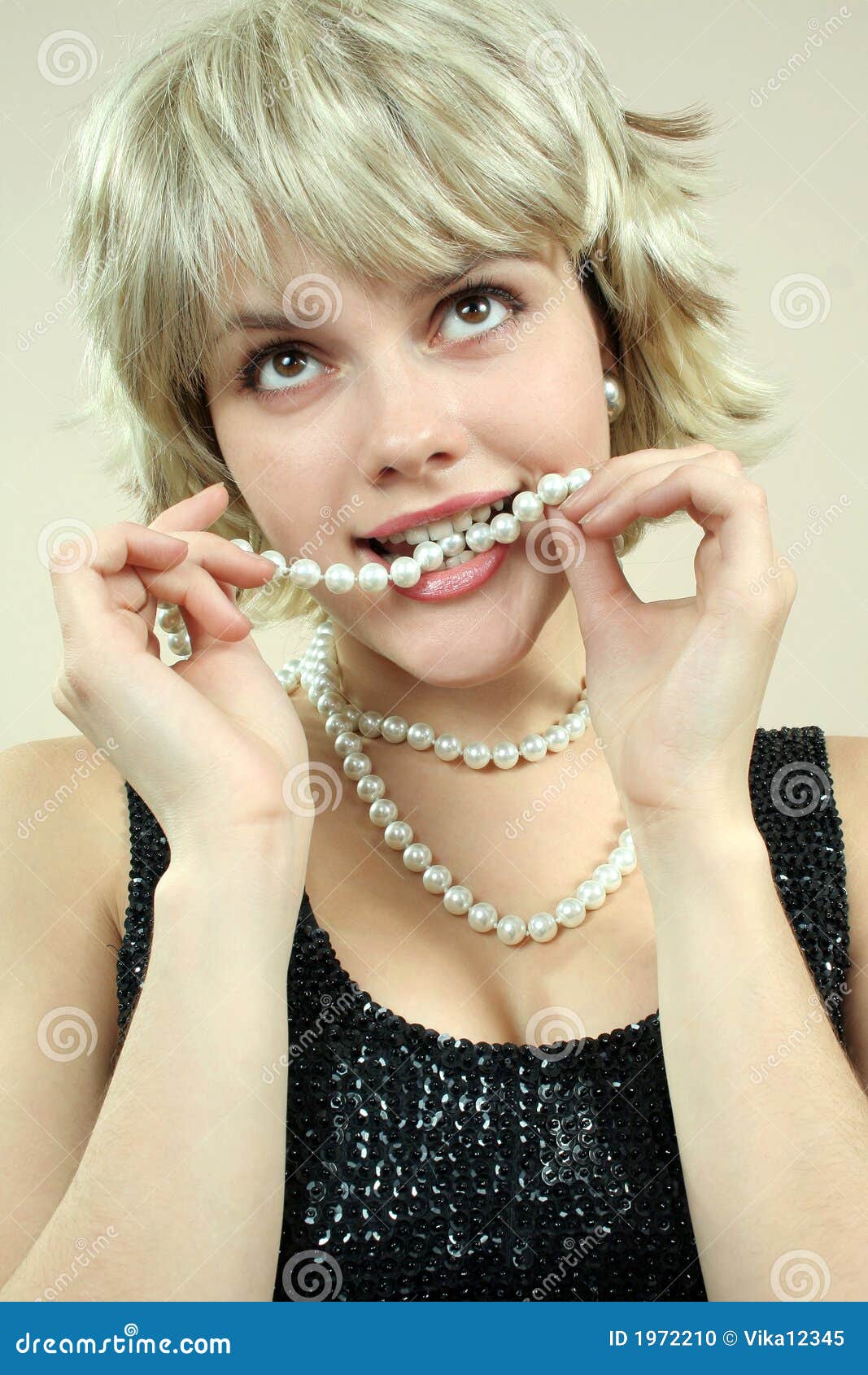 Girl with pearls stock photo. Image of eyes, health, cosmetics - 1972210
