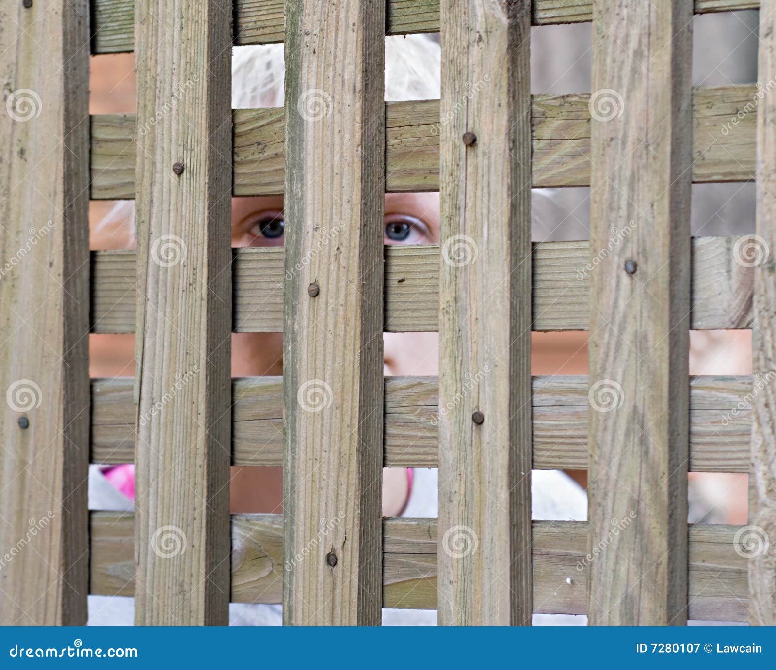 Girl Peering through Fence stock image. Image of hole - 7280107