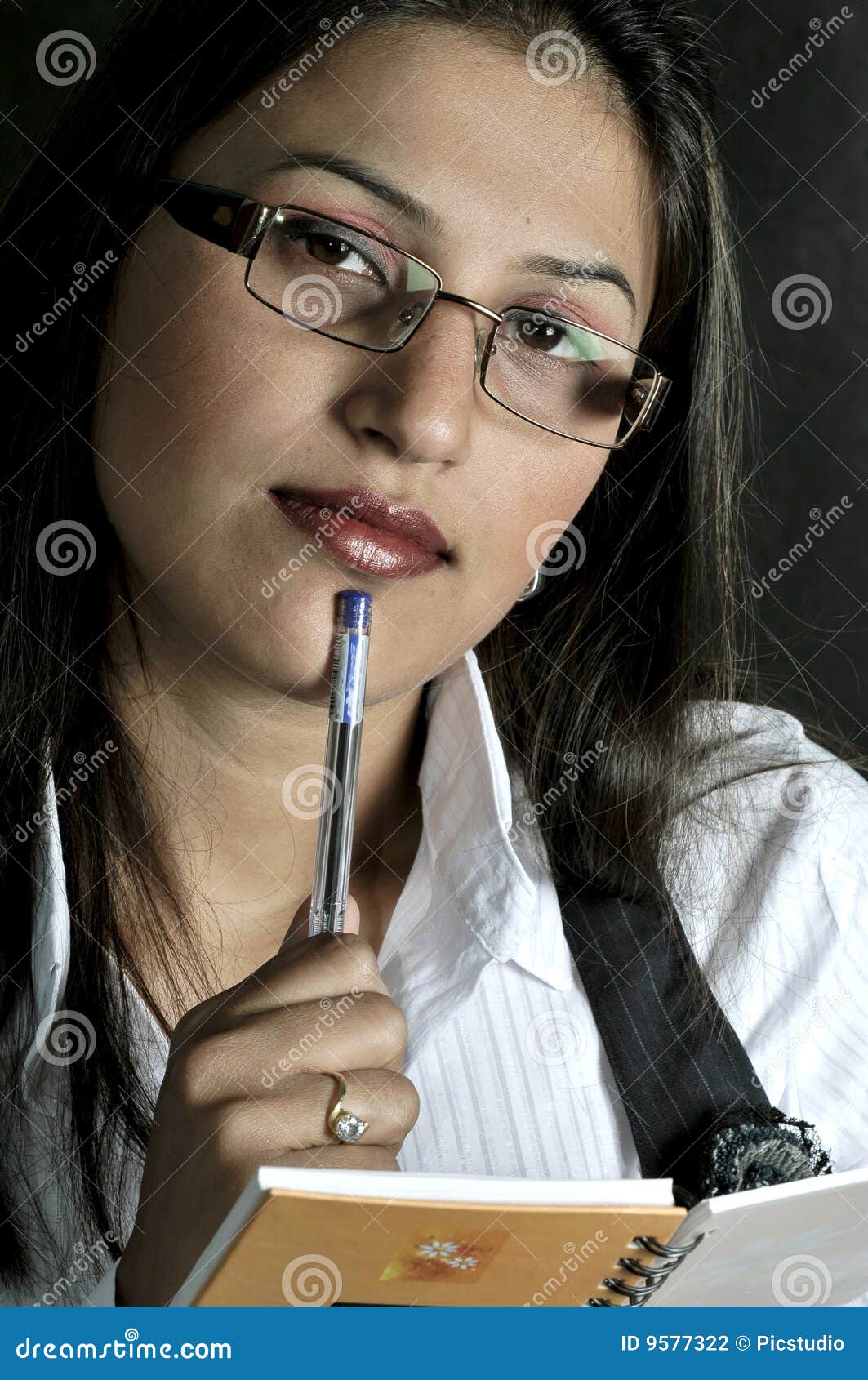 Girl with pen stock photo. Image of secretary, office - 9577322