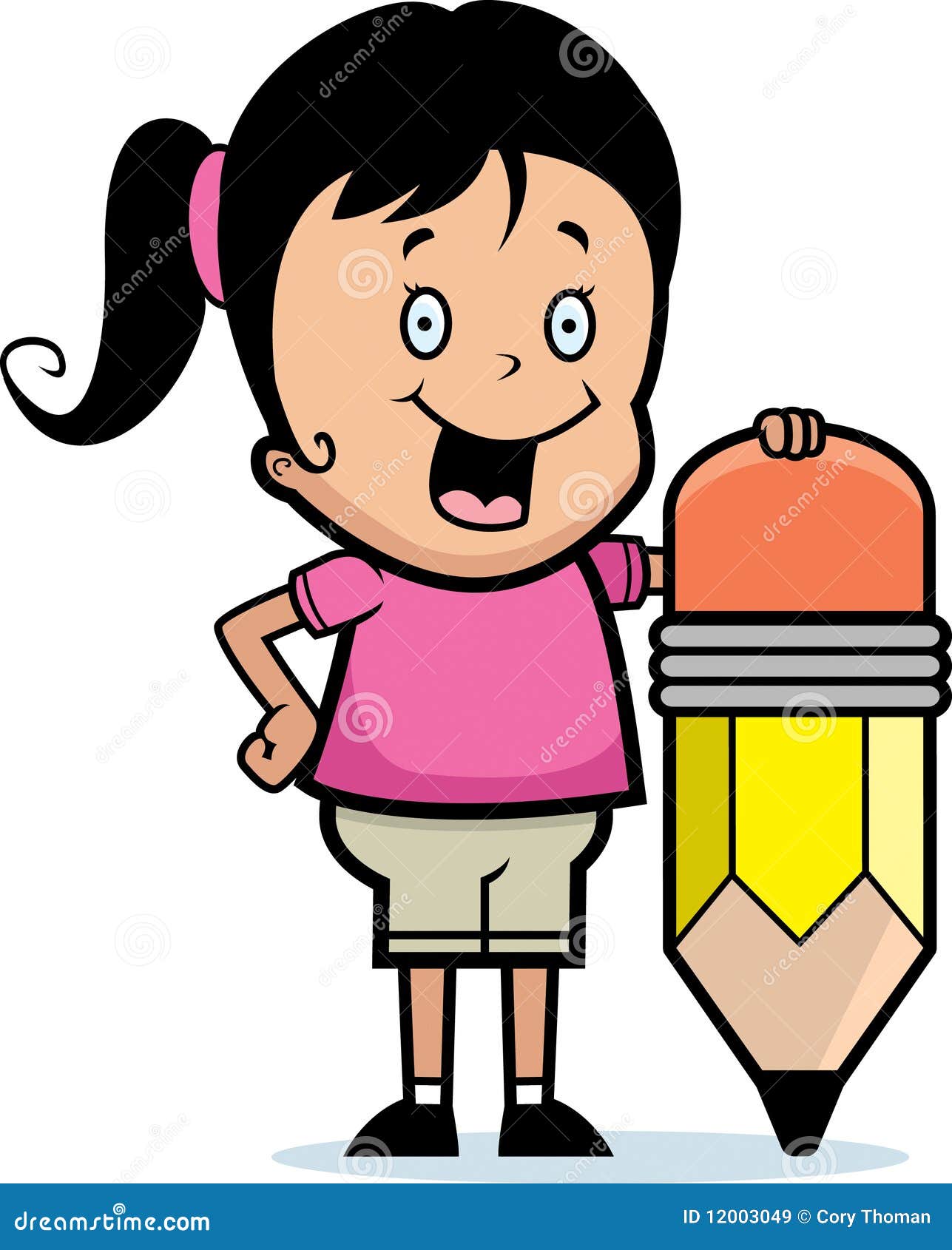 Girl Pencil stock vector. Illustration of girl, writing - 12003049