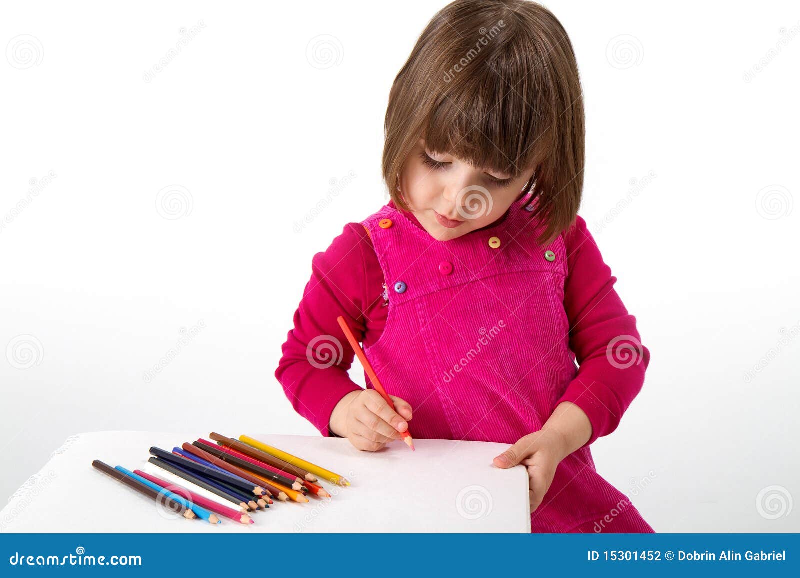 Girl with pencils stock photo. Image of cheerful, expression - 15301452