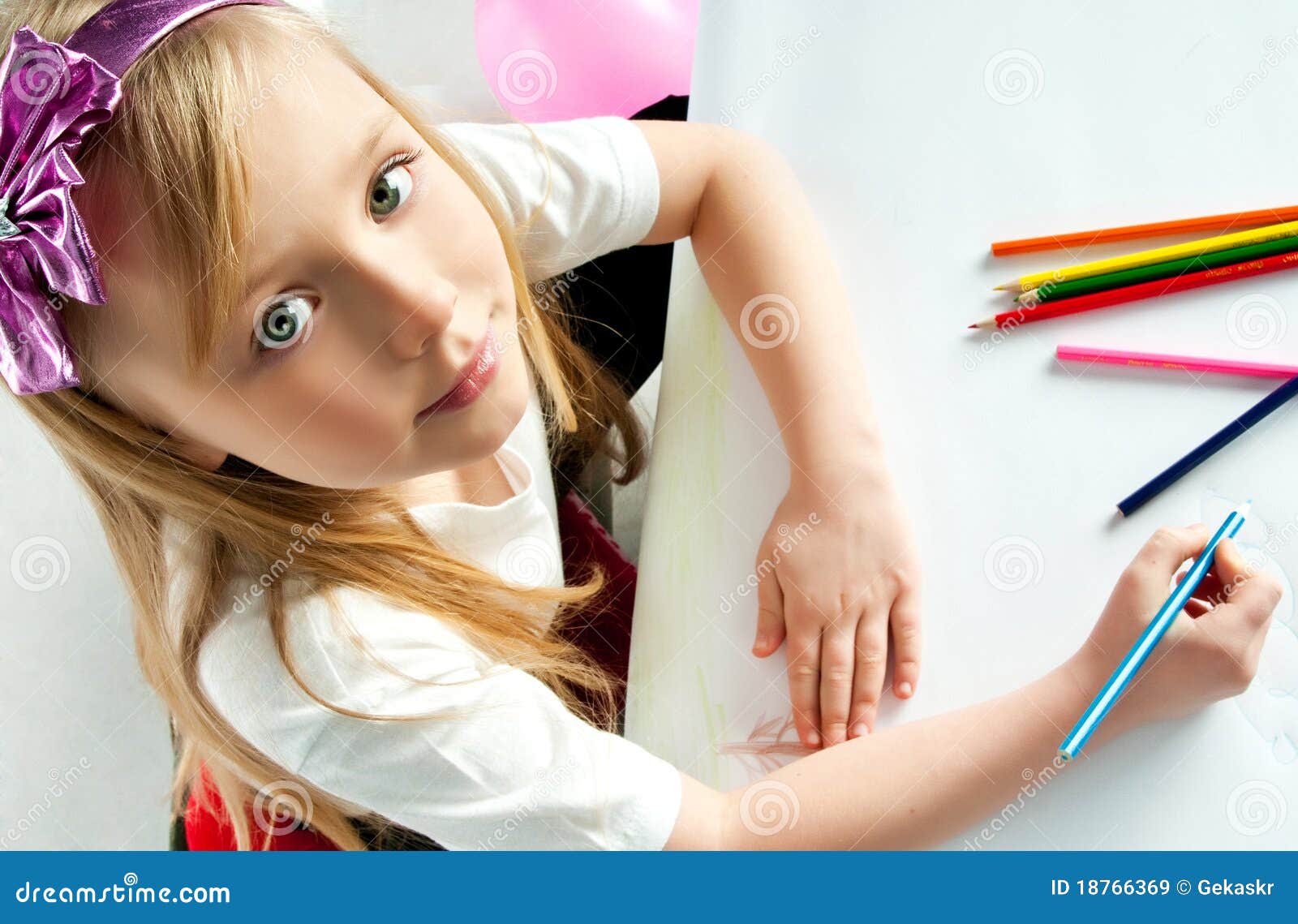 Girl with pencils stock image. Image of learning, painter - 18766369