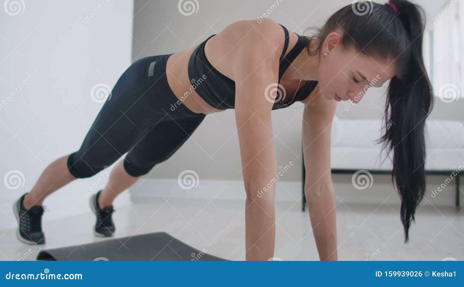 Arm Raising in a Pose of Plank Stock Footage - Video of pushup ...